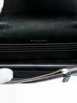 Saint Laurent Bicolor Chain Wallet Crossbody Bag - Black