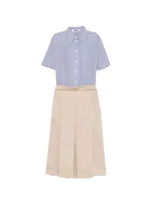 Vivetta Striped Pleated Midi Dress - Neutrals