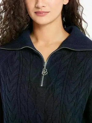 Desigual Cable-knit Quarter-zip Sweater With Layered Design