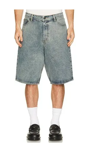 DAILY PAPER Compact Shield Embroidery Denim Shorts - Blue