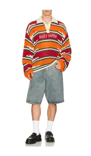 DAILY PAPER Compact Shield Embroidery Denim Shorts