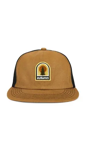 AUTUMN Twill 6 Panel Trucker Cap Brown