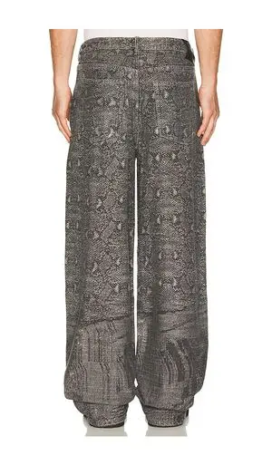 DAILY PAPER Denim Snake Print Oversized Jeans
