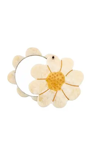 SOLAR ECLIPSE Hand-painted Vintage Daisy Compact Mirror - Ivory