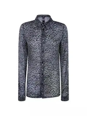 SAPIO Devoré Graphic-pattern Shirt - Black