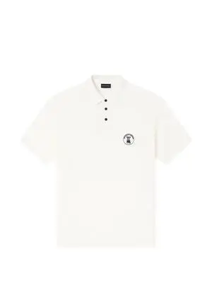 Emporio Armani Logo-patch Piqué Polo Shirt - Neutrals