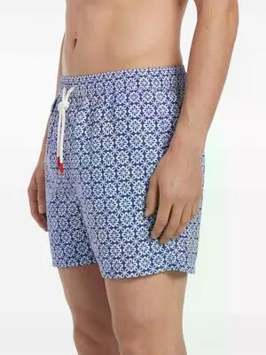 Kiton Floral-print Swim Shorts - Blue