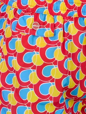 Kiton Geometric-print Swim Shorts - Red