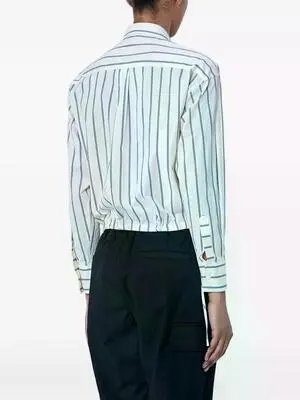 Moncler Striped Cotton Silk Voile Cropped Shirt