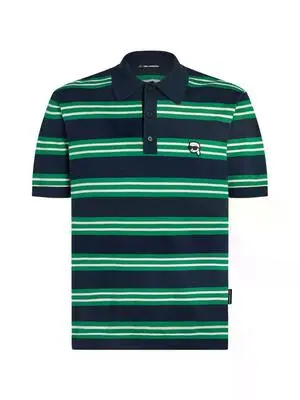Karl Lagerfeld Ikon-patch Striped Polo Shirt - Blue