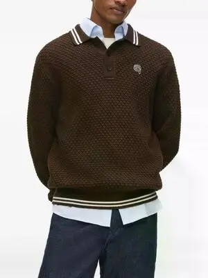 Karl Lagerfeld Ikon Waffle-knit Polo Sweater