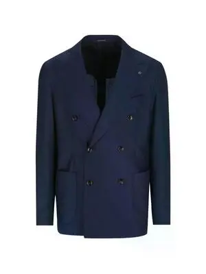 Tagliatore Double-breasted Peak-lapel Jacket - Blue