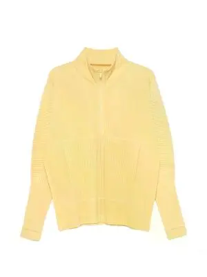 Issey Miyake Pleated High Neck Half-zip T-shirt - Yellow