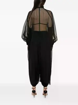 PARLOR Sheer Finish Tassel Detail Blouse