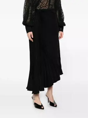 PARLOR Pleated Asymmetric Skirt - Black