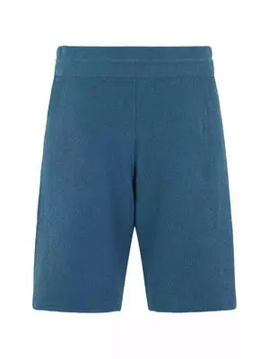 ROBERTO COLLINA Bouclé-knit Drawstring Shorts - Blue