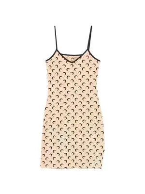 MARINE SERRE Moon-Print Mini Dress Neutrals