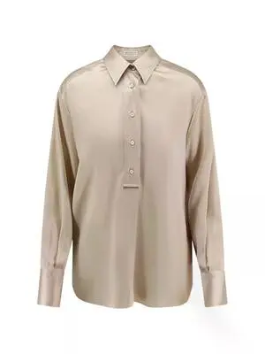 Brunello Cucinelli Monili-chain Satin Shirt - Neutrals