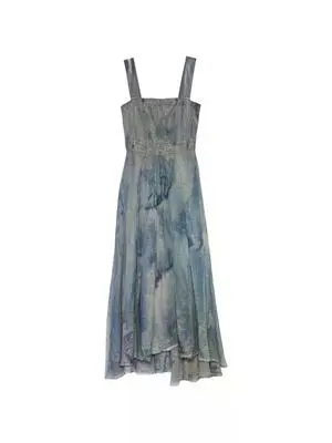 Masnada Tie-dye Pleated Maxi Dress - Blue