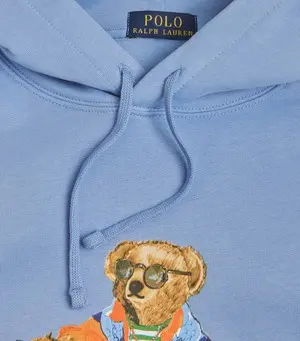 Polo Ralph Lauren Cotton-blend Hoodie With Graphic Bear Print - Blue