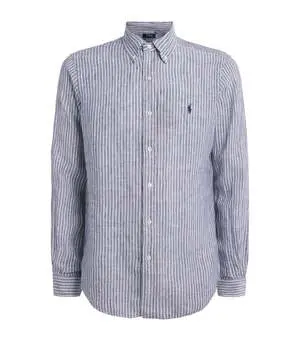 Polo Ralph Lauren Linen Custom-fit Stripe Shirt - Navy