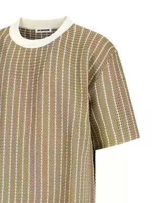 JIL SANDER Striped Open-knit T-shirt