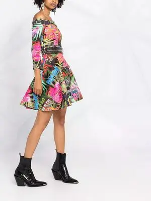 Philipp Plein Off-shoulder Jungle Rock Dress
