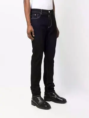 BILLIONAIRE Contrast Stitching Straight-leg Jeans - Black
