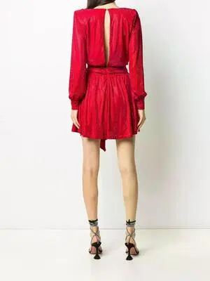 Philipp Plein Deep V-neck Draped Dress With Heart Pendant - Red