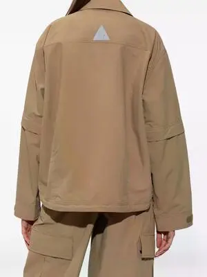 Moncler Zip-up Jacket With Flap Pockets And Logo Patch - Brown