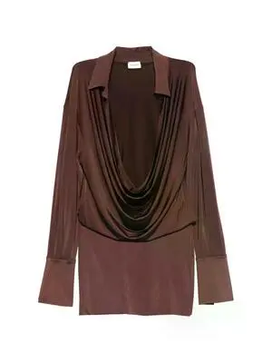 Andamane The Attico Draped Long-sleeve Mini Dress - Brown