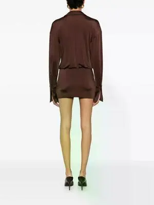 Andamane The Attico Draped Long-sleeve Mini Dress - Brown