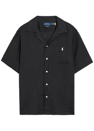 Polo Ralph Lauren Logo-embroidered Linen Shirt - Black