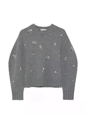 Simkhai Crystal Embellished Floral Motif Sweater - Grey