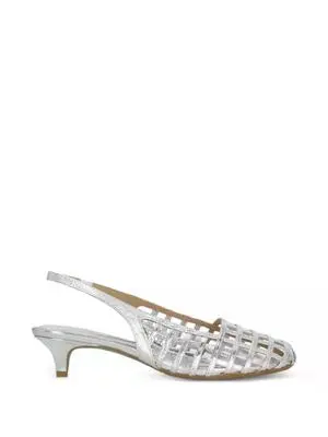 Ash 50mm Kitten Heel Slingback Pumps - Silver
