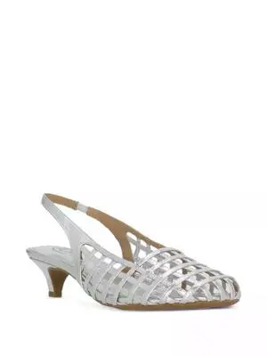 Ash 50mm Kitten Heel Slingback Pumps - Silver