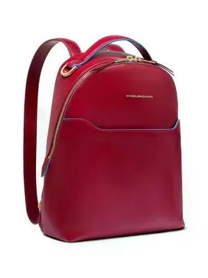 PIQUADRO Logo Plaque Leather Backpack