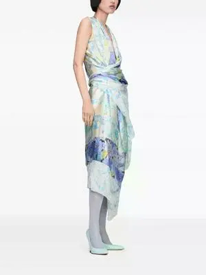 MAISON MARGIELA Floral Draped Midi Dress - Blue