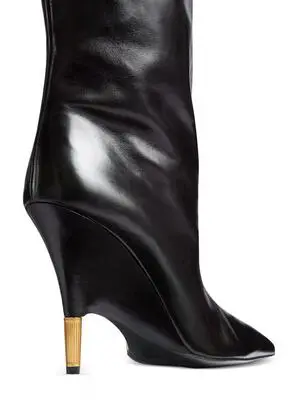 Khaite Bella Knee-high Boots With Sculptural Wedge Heel - Black