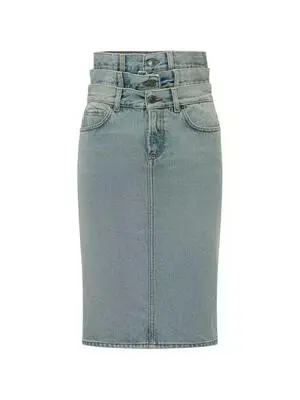 Fiorucci Triple-waistband Denim Skirt - Blue