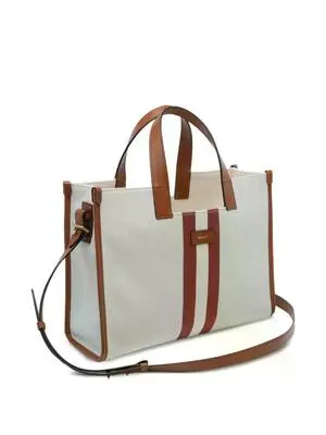 Bally Striped Tote Bag With Leather Trim