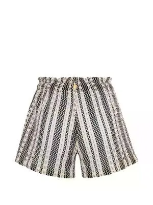 PALMACEA Irene Tassel-detail Striped Crochet Knit Shorts