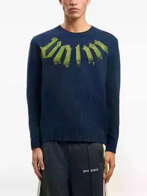 Palm Angels Logo Print Sweater - Blue