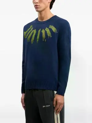 Palm Angels Logo Print Sweater - Blue