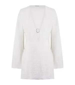 Oseree Sequinned Kaftan Mini Dress With Plunge Neckline