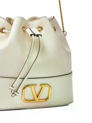 Valentino Garavani Mini Vlogo Signature Bucket Bag In Nappa Leather - Neutrals