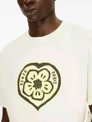 Kenzo Boke Heart Flower-print T-shirt - Neutrals