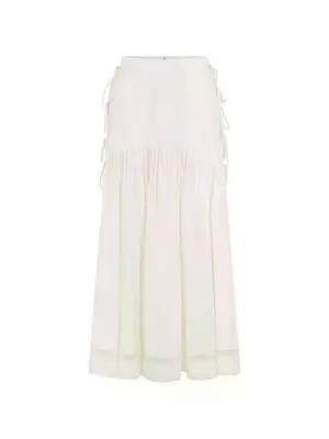 Rabanne Lace Side Bow Midi Skirt - Neutrals
