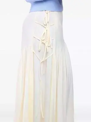 Rabanne Lace Side Bow Midi Skirt - Neutrals
