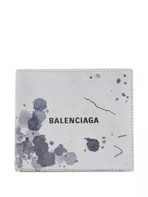 Balenciaga Printed Leather Wallet - Grey